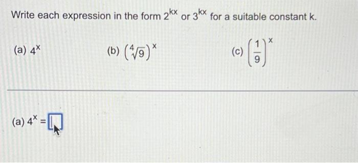 Solved Write each expression in the form 2kx or 3kx for a | Chegg.com