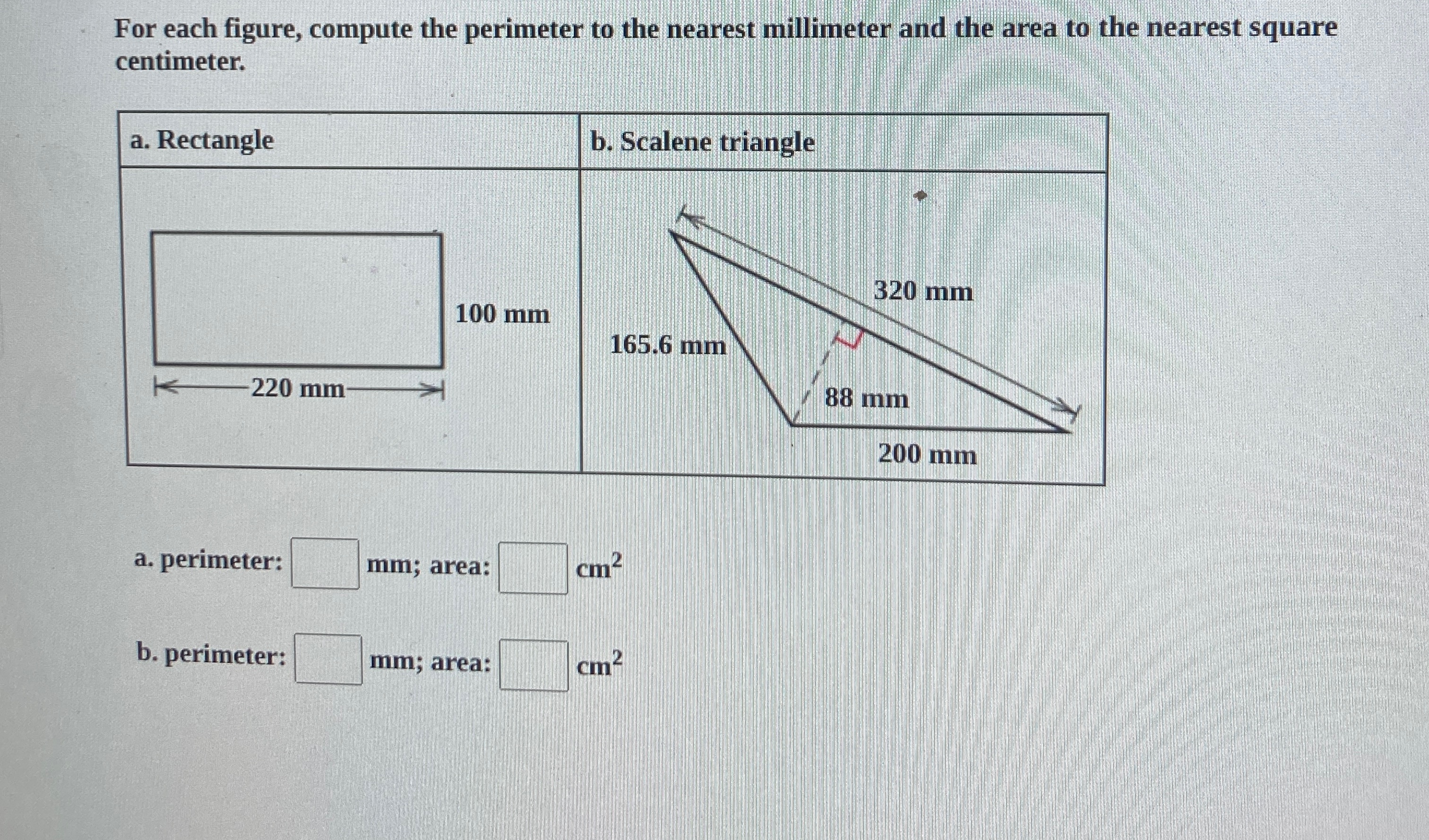 Solved For each figure, compute the perimeter to the nearest | Chegg.com