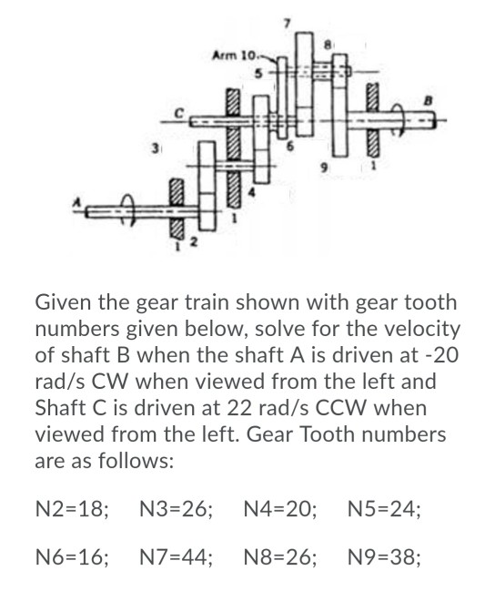 Solved Arm 10.- AM Given the gear train shown with gear | Chegg.com