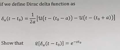 Solved if we define Dirac delta function as | Chegg.com