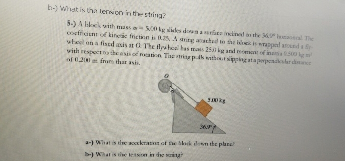 Solved b-) ﻿What is the tension in the string?5-) ﻿A block | Chegg.com