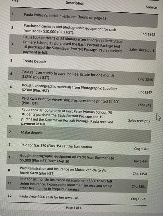 Solved Description Source 1 Paula Pollack's initial | Chegg.com