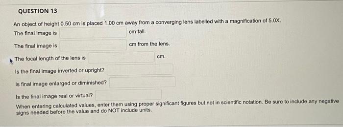 Solved An object of height 0.50 cm is placed 1.00 cm away | Chegg.com