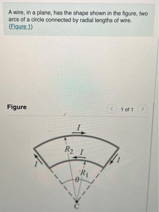Solved A wire, in a plane, has the shape shown in the | Chegg.com