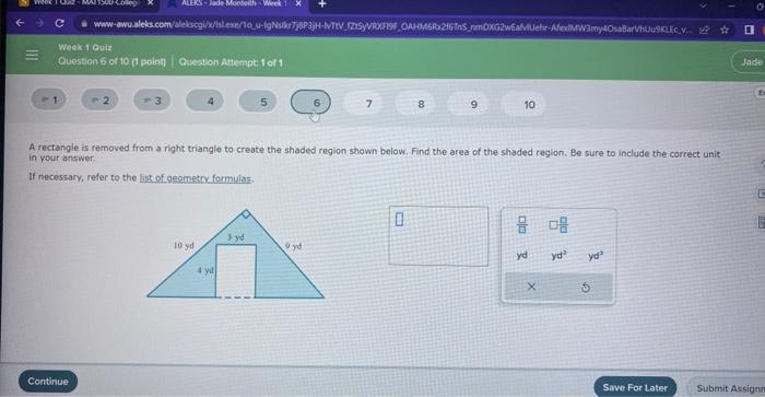 Solved A rectangle is removed from a right triangle to | Chegg.com
