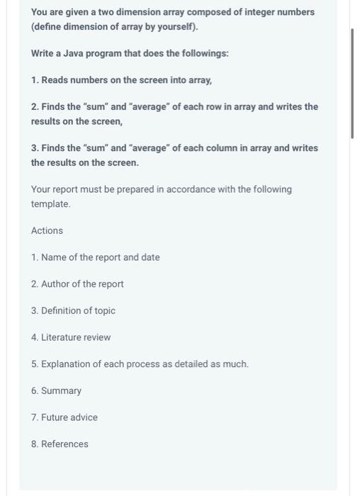 Solved You are given a two dimension array composed of | Chegg.com