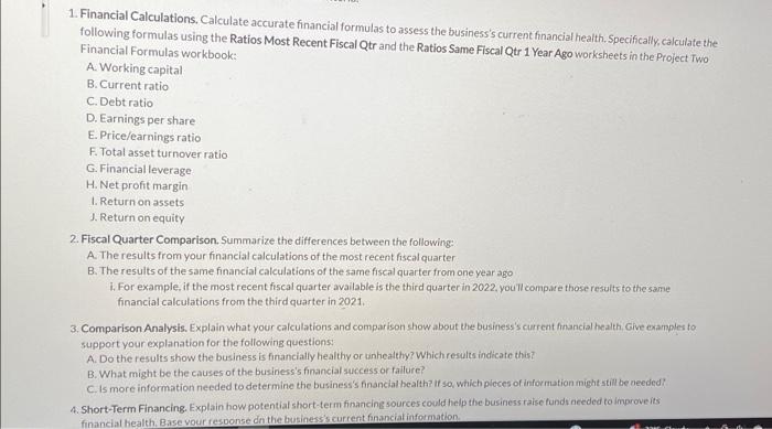 Solved 1. Financial Calculations. Calculate accurate | Chegg.com