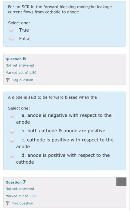 Solved For an SCR in the forward blocking mode, the leakage | Chegg.com