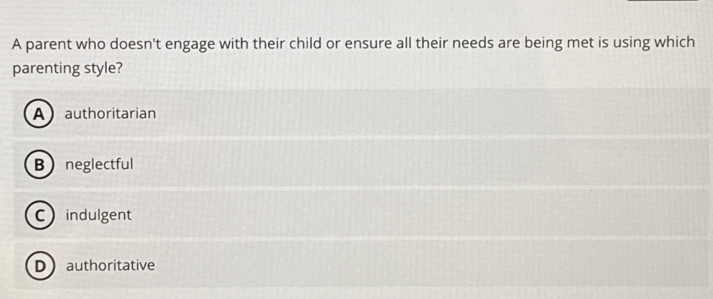 High Quality SOLUTION A parent who doesn't engage with their child or ...