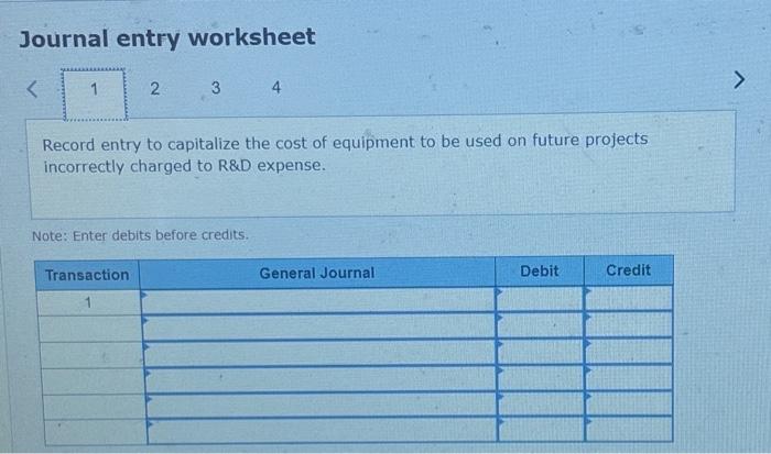 Solved Journal entry worksheet 1 Record entry to capitalize | Chegg.com