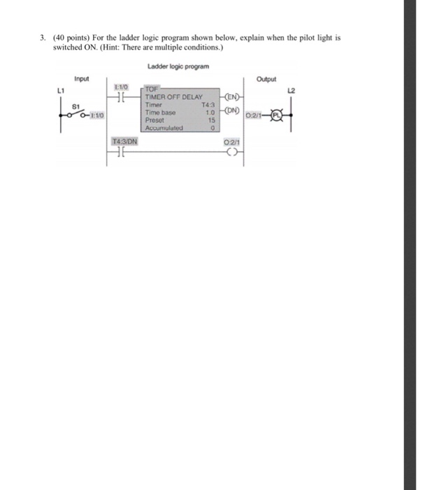 Solved 3. (40 points) For the ladder logic program shown | Chegg.com