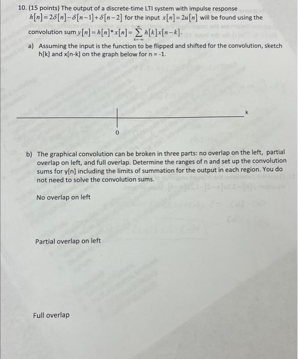 Solved 10. (15 points) The output of a discrete-time LTI | Chegg.com