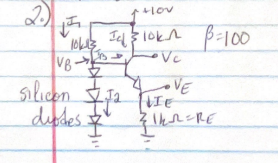 Solved Determine Ic, ﻿Ie, ﻿Ib, ﻿Vc, ﻿Ve, ﻿Vb, ﻿I1, ﻿I2, ﻿and | Chegg.com