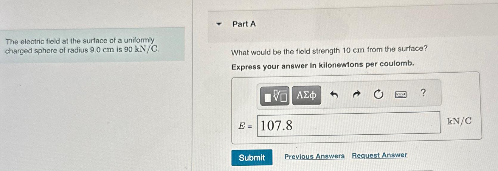 Solved Part AThe electric field at the surface of a | Chegg.com