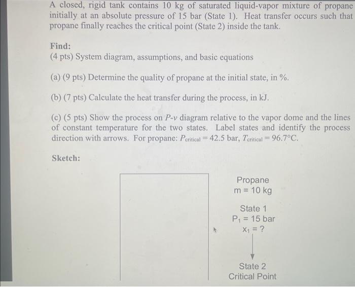 Solved A closed, rigid tank contains 10 kg of saturated | Chegg.com
