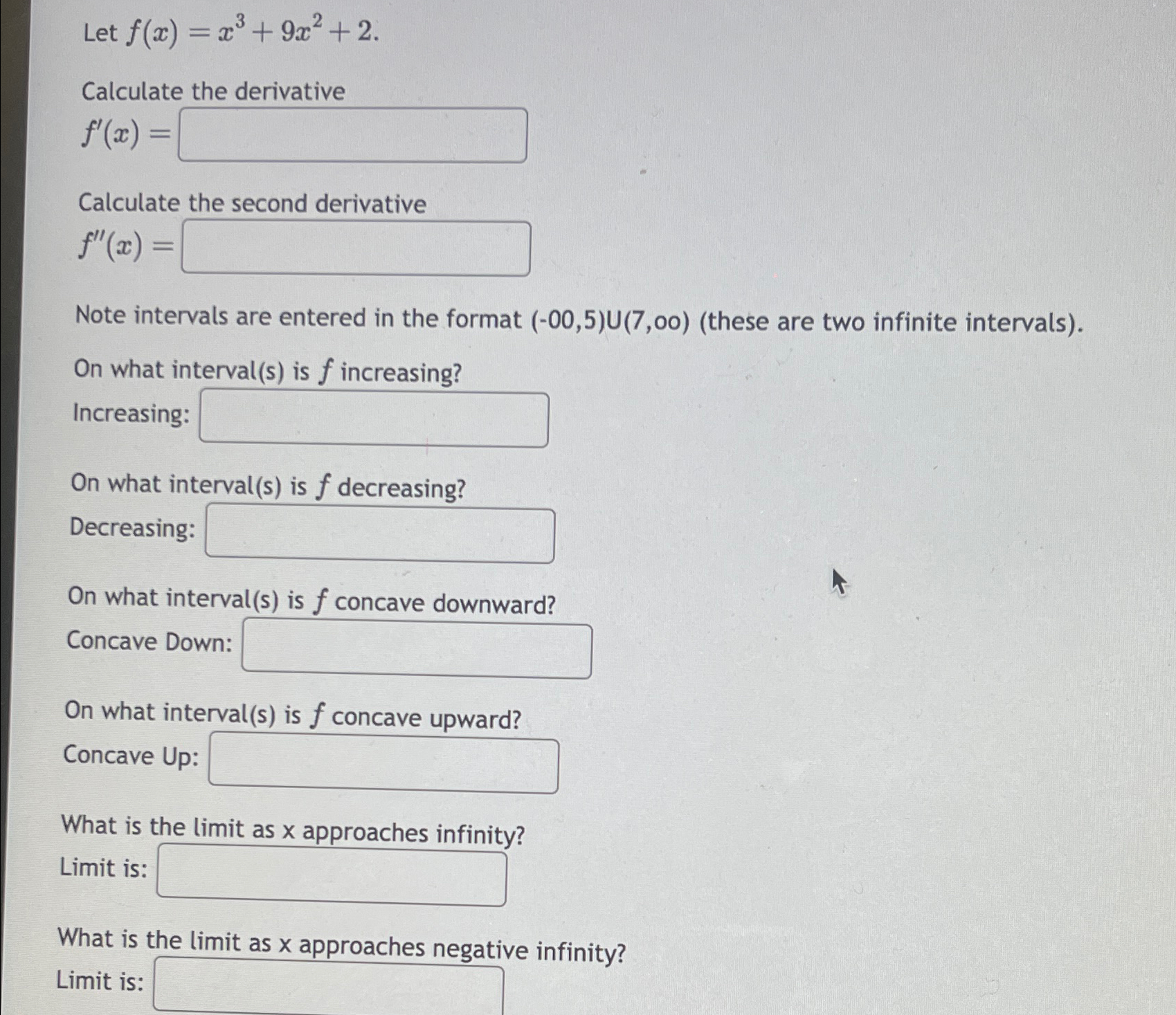 Solved Let f(x)=x3+9x2+2.Calculate the | Chegg.com