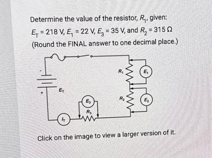 Solved Determine the value of the resistor, R1, given: | Chegg.com
