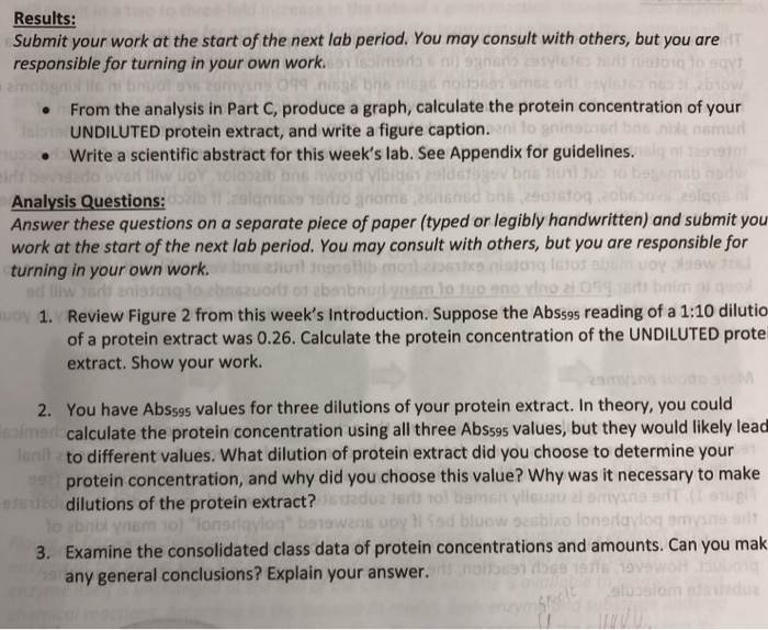 Solved 1-calculate the protein concentration of the | Chegg.com