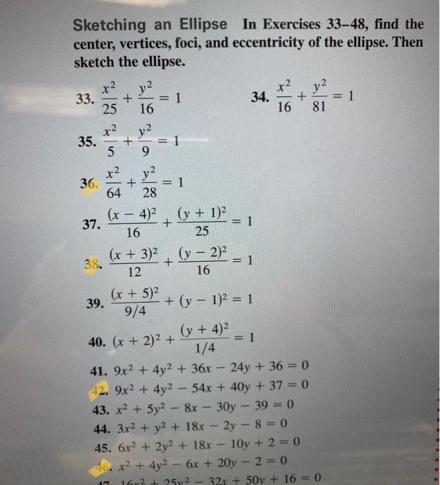 Solved Finding the Standard Equation of an Ellipse In | Chegg.com