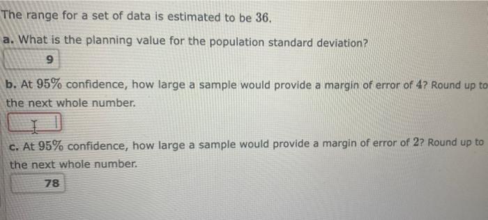 Solved The range for a set of data is estimated to be 36. a. | Chegg.com