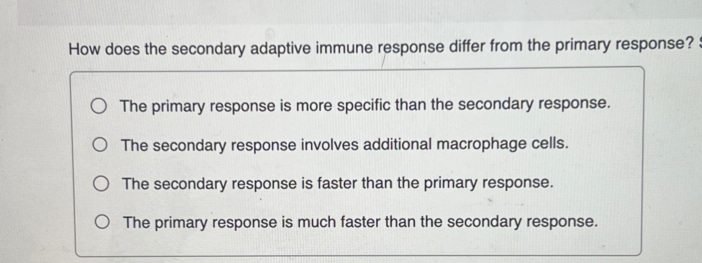 Solved How does the secondary adaptive immune response | Chegg.com