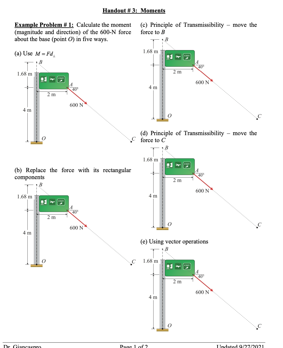 Solved Handout # 3: MomentsExample Problem # 1: Calculate | Chegg.com