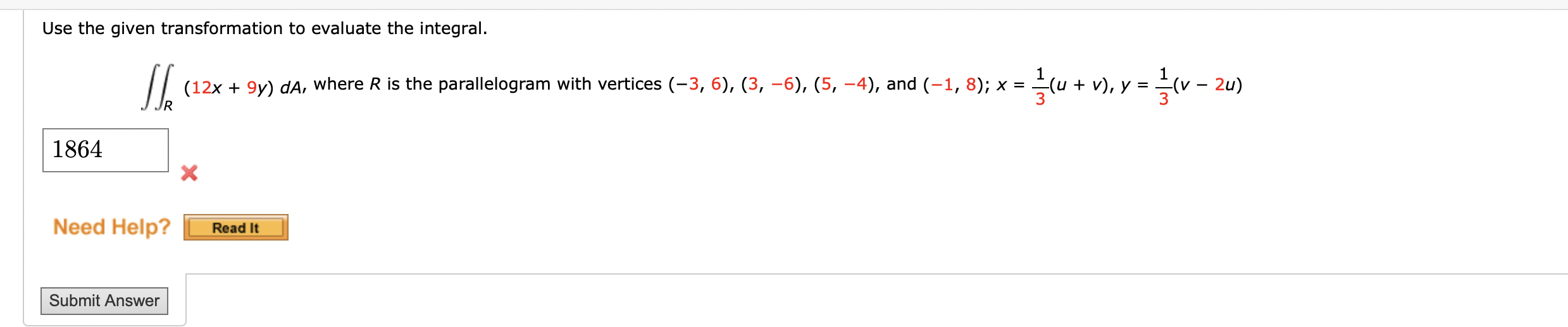 Solved Use the given transformation to ﻿evaluate the | Chegg.com