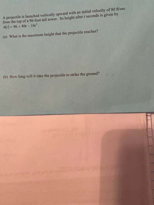 Solved A projectile is launched vertically upward with an | Chegg.com