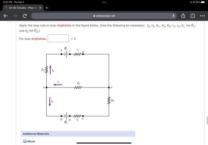 Solved Apply The Loop Rule To Loop Ahgfedcba In The Figure 