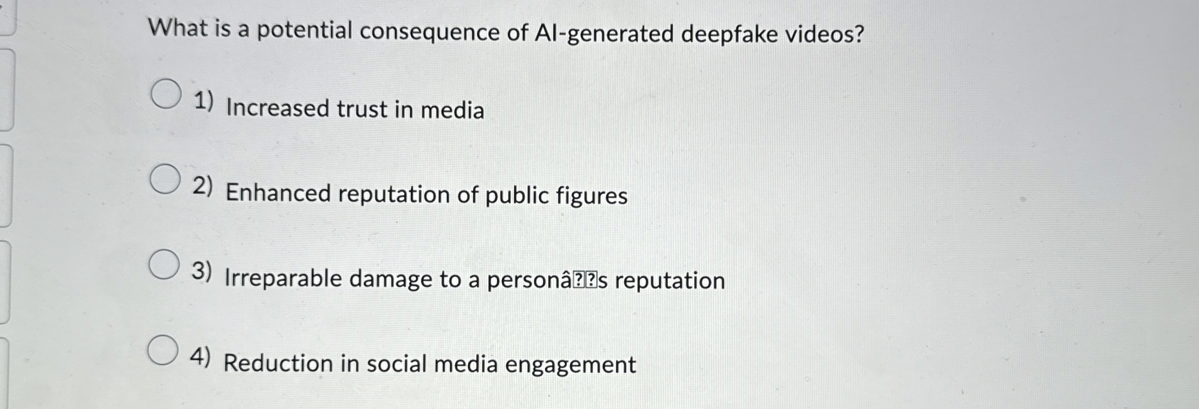 Solved What is a potential consequence of AI-generated | Chegg.com