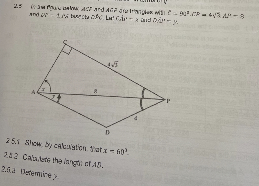 Solved 2.5 ﻿In the figure below, ACP and ADP are triangles | Chegg.com