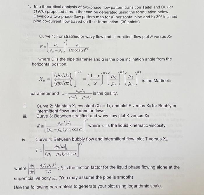 Solved 1. In a theoretical analysis of two-phase flow | Chegg.com