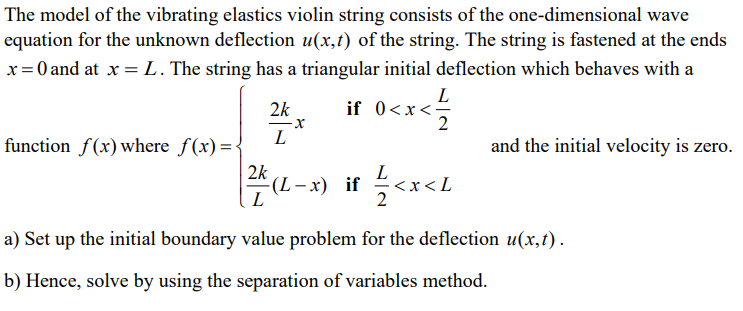 Solved The model of the vibrating elastics violin string | Chegg.com