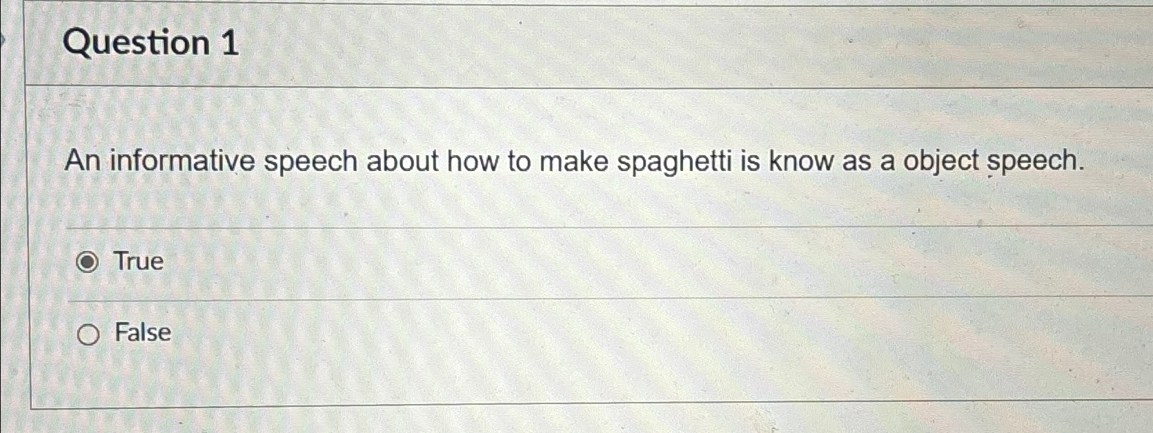 Solved Question 1An informative speech about how to make | Chegg.com