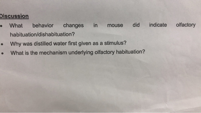 Solved Olfactory habituation and dishabituation Introduction | Chegg.com