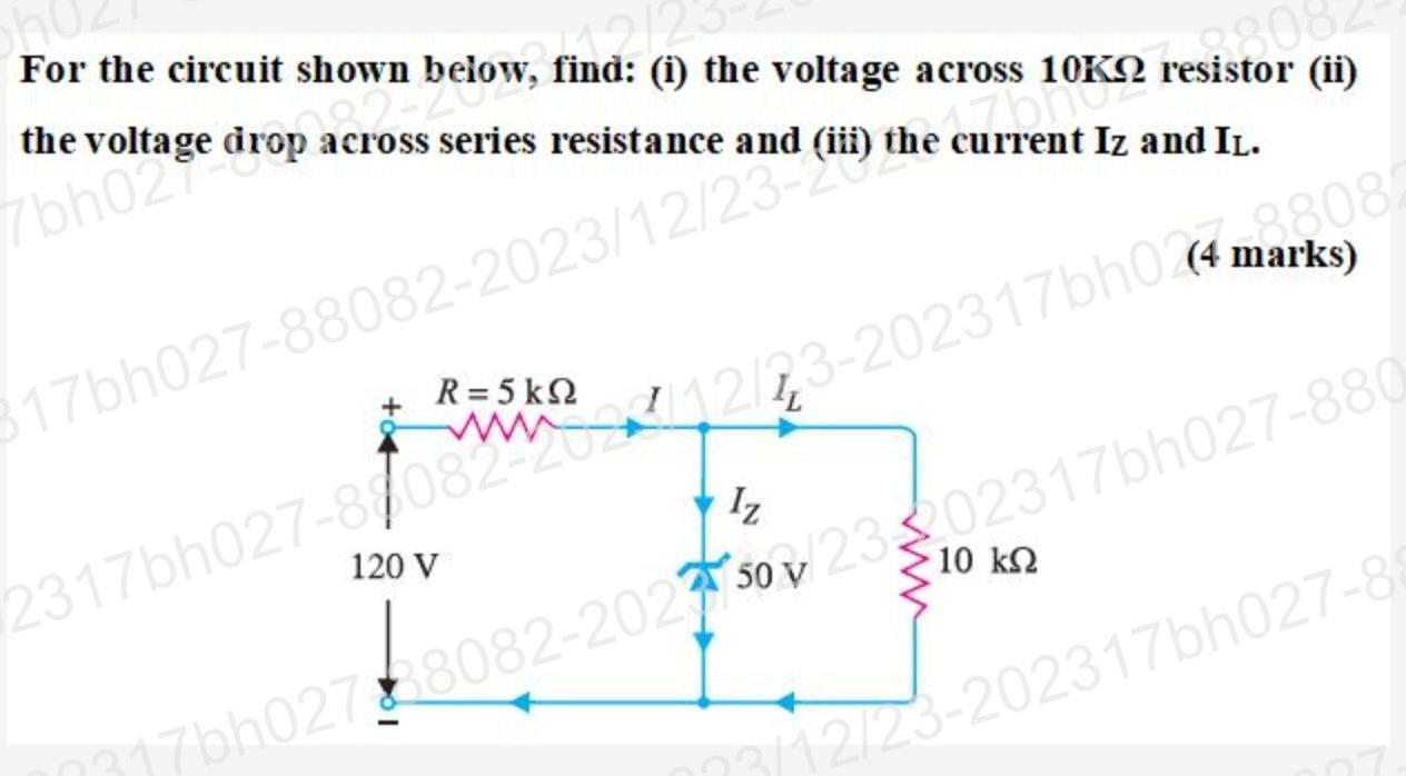 Solved For the circuit shown below, find: (i) the voltage | Chegg.com
