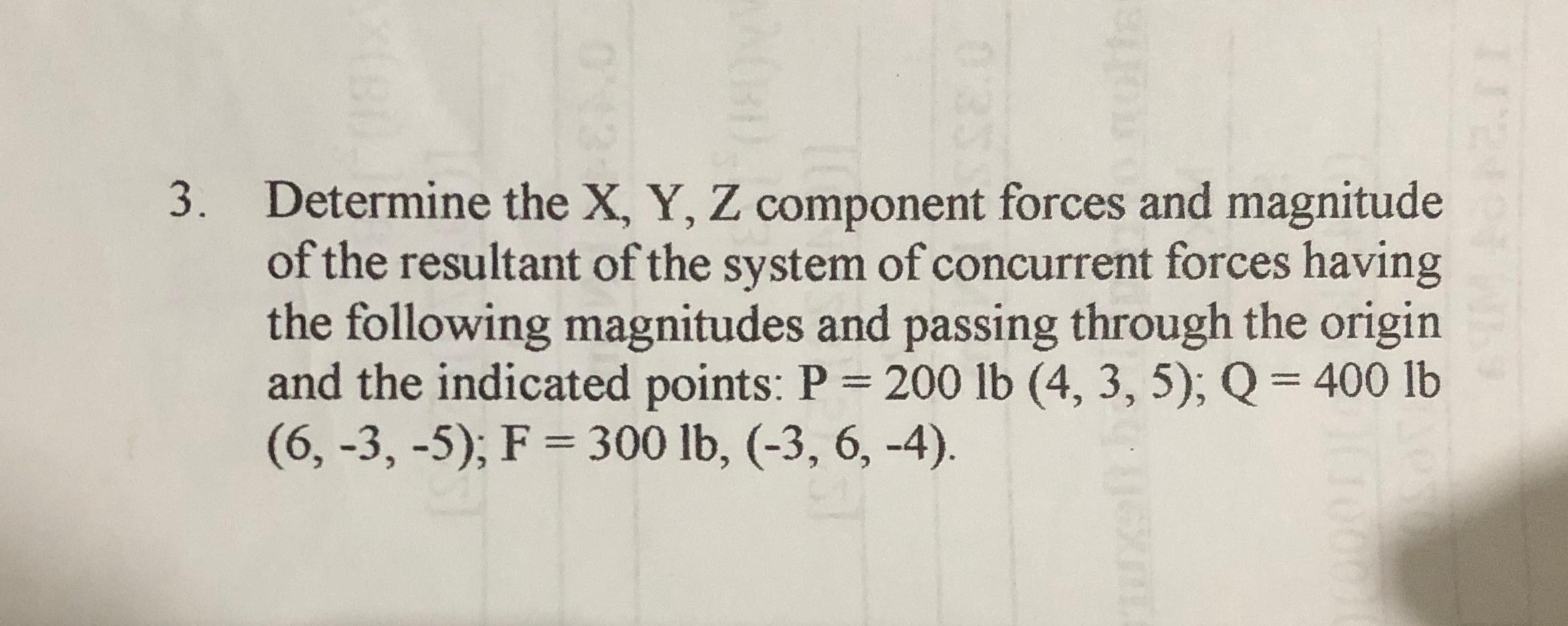 Solved Determine the x,Y,Z ﻿component forces and magnitude | Chegg.com