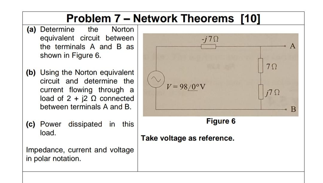 Solved Problem 7 – Network Theorems [10] (a) Determine the | Chegg.com