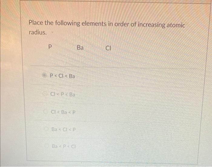 Solved Which element has the lowest first ionization energy? | Chegg.com