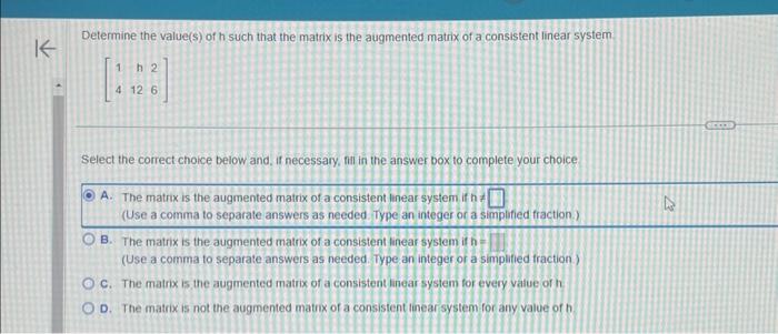 Solved Determine the value(s) of h such that the matrix is | Chegg.com