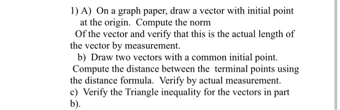 Solved 1) A) On a graph paper, draw a vector with initial | Chegg.com