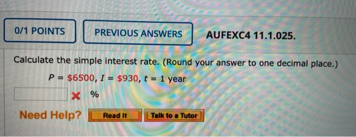 Solved 0/1 POINTS | PREVIOUS ANSWERS AUFEXC4 11.1.025. | Chegg.com