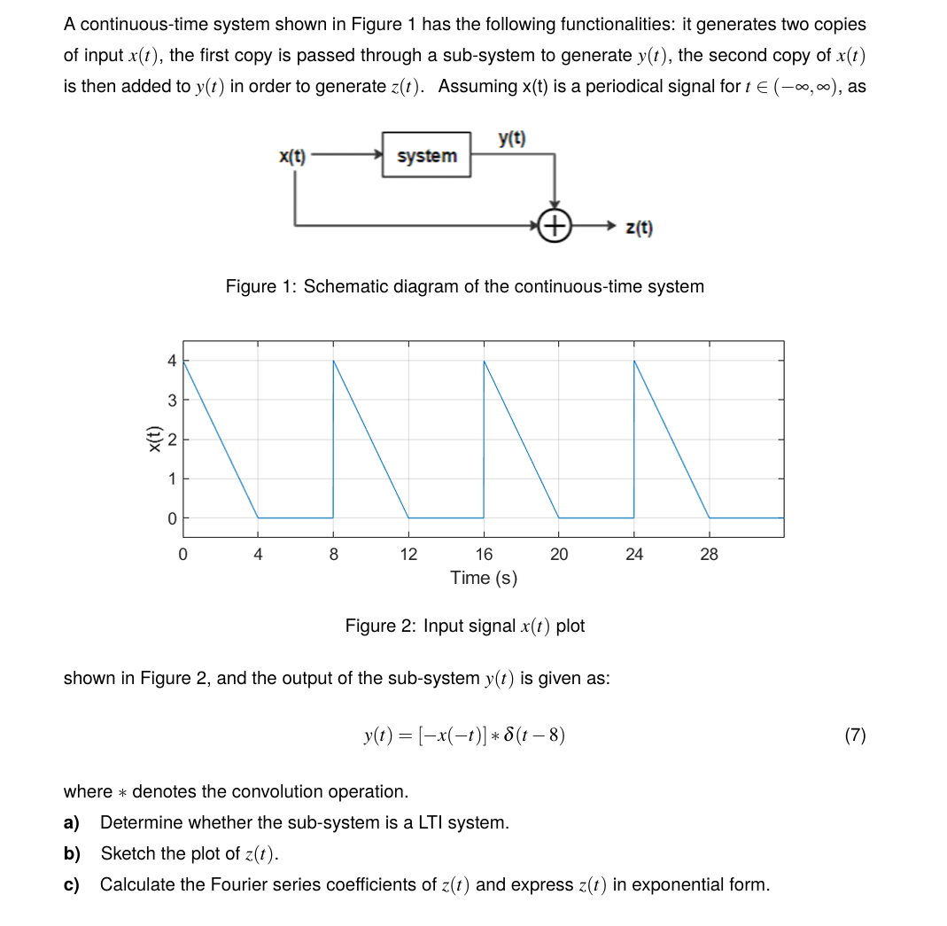 Solved A continuous-time system shown in Figure 1 ﻿has the | Chegg.com