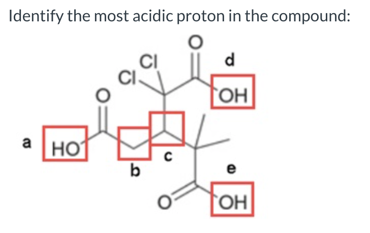 Identify the most acidic proton in the compound: | Chegg.com
