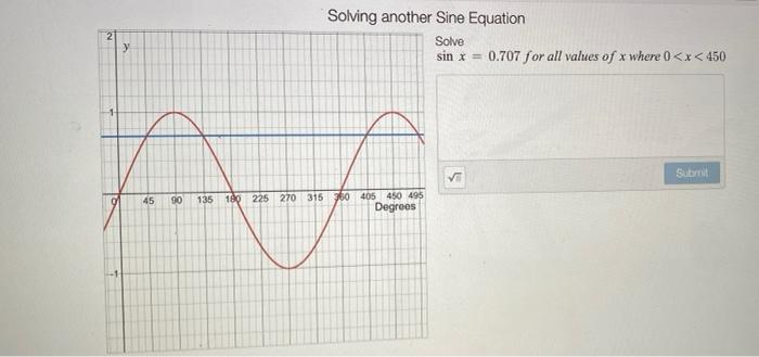 Solved -5 y Solving a Sine Equation Give two values for x | Chegg.com