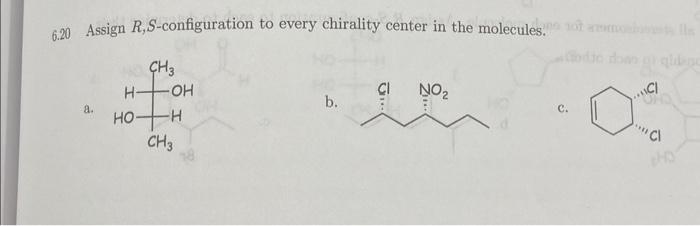 6.20 Assign R,S-configuration to every chirality | Chegg.com