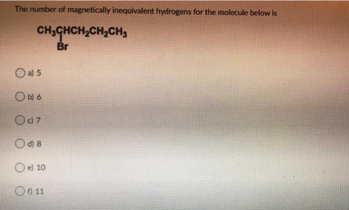 Solved The number of magnetically inequivalent hydrogens for | Chegg.com