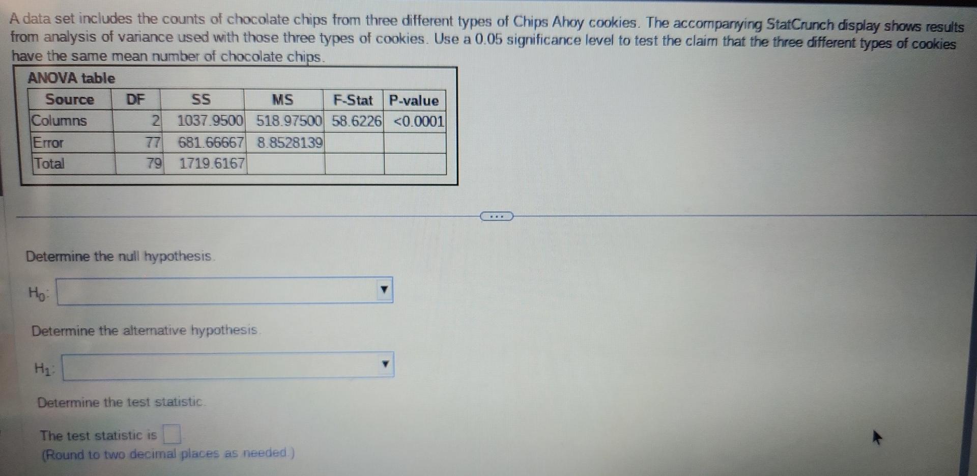 Solved A data set includes the counts of chocolate chips | Chegg.com