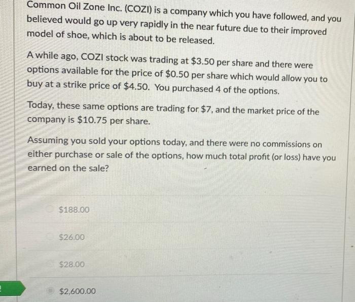 Solved Common Oil Zone Inc. (COZI) is a company which you | Chegg.com