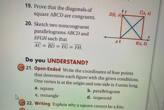Solved 19. Prove that the diagonals of square ABCD are | Chegg.com